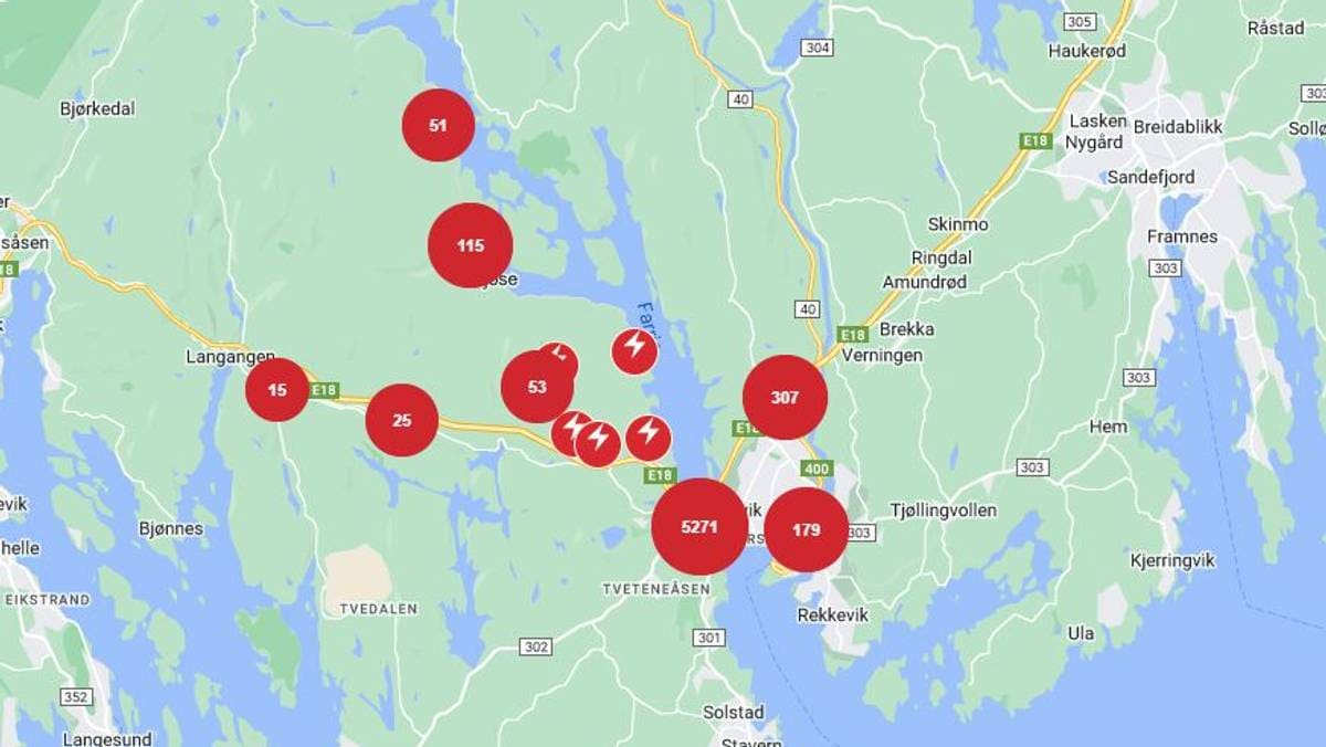 Strømbrudd i Larvik – alle har nå fått strømmen tilbake – NRK Vestfold og Telemark – Lokale ...