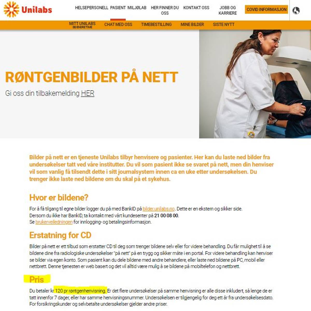 Unilabs og Evidia ber pasientene punge ut 120 kroner for å få se egne røntgenbilder – NRK ...