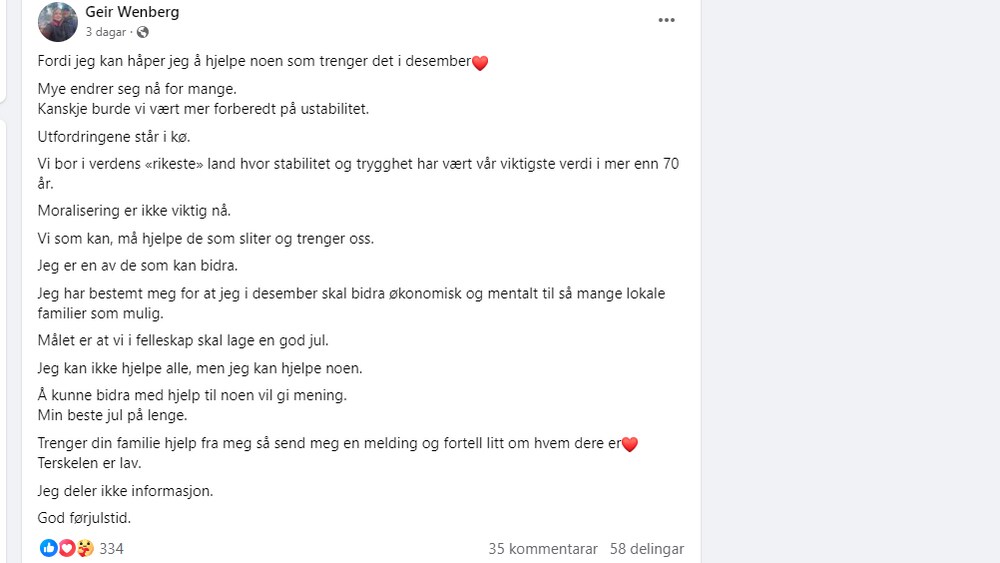 Rapport frå Unicef viser at 600.000 nordmenn gruar seg til jul – Geir ...