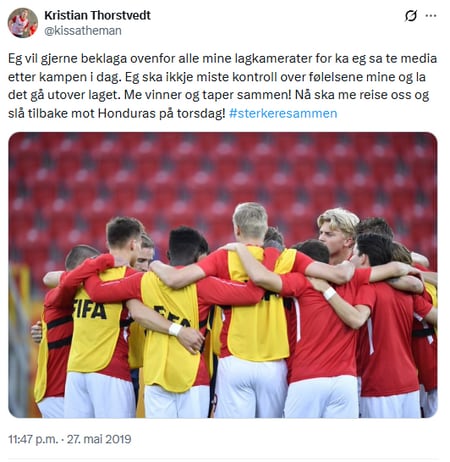 Kristian Thorstvedt om utbruddet som lærte ham mye: – Tror jeg har sagt ...