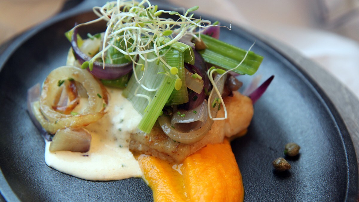 Seibiff med løk og rømmesaus – NRK Mat – Oppskrifter og inspirasjon