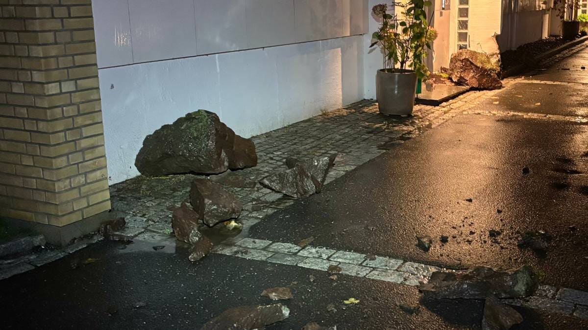 Stor stein traff inngangsparti til leilighet – Siste nytt – NRK