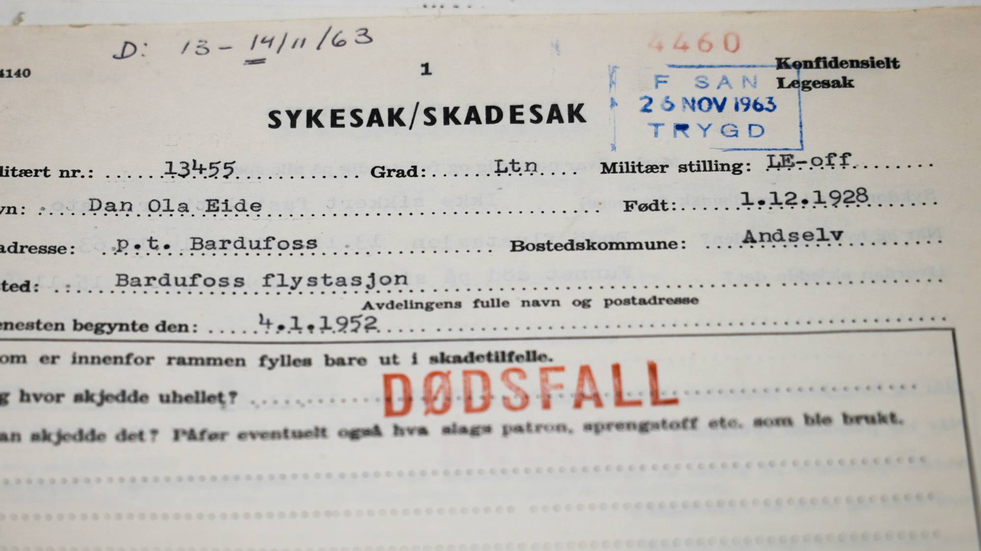 Jagarflygar Ola Dan Eide blir funnen død på ein kaserne ved Bodø ...