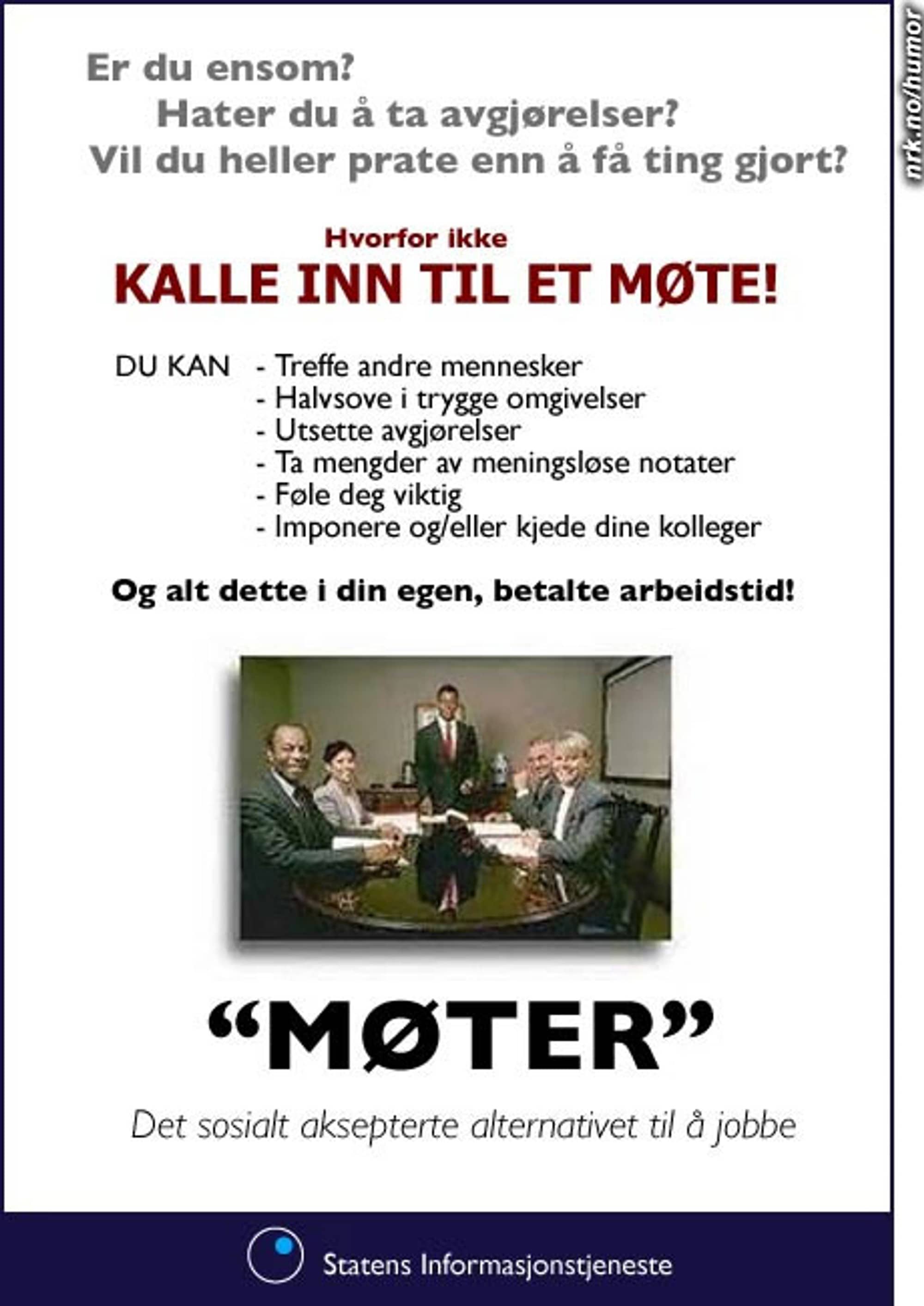 Møter - alternativet til arbeid – Humor fra arkivet