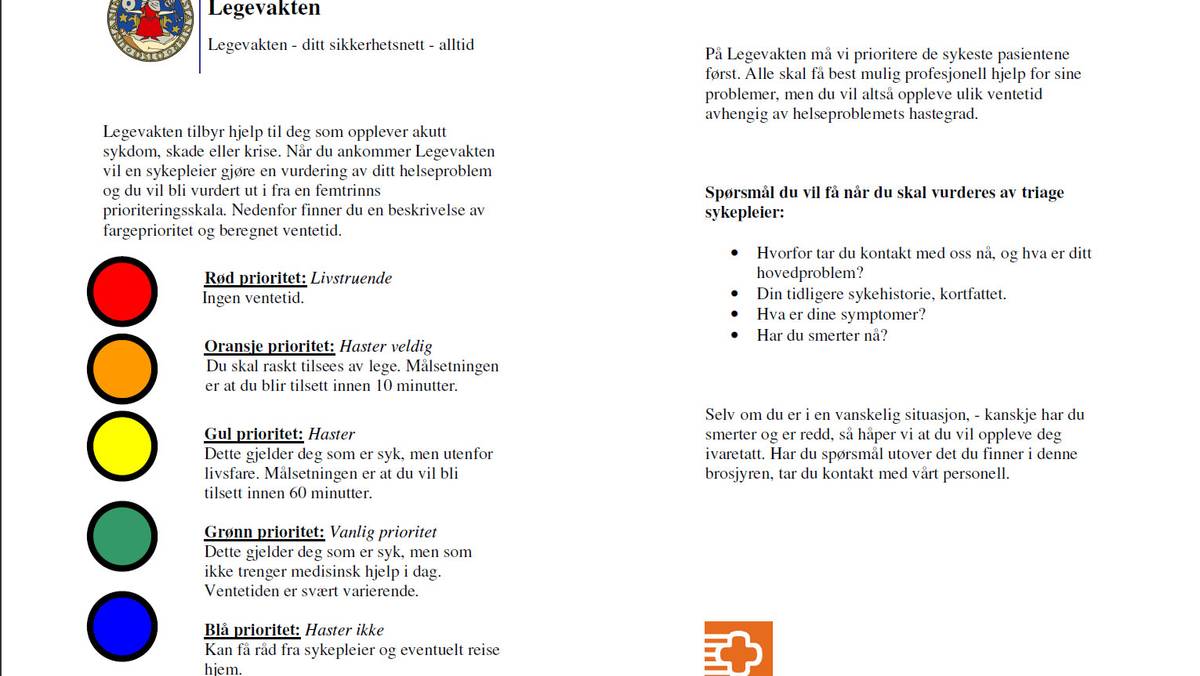 Ny fargekode på legevakten – Stor-Oslo