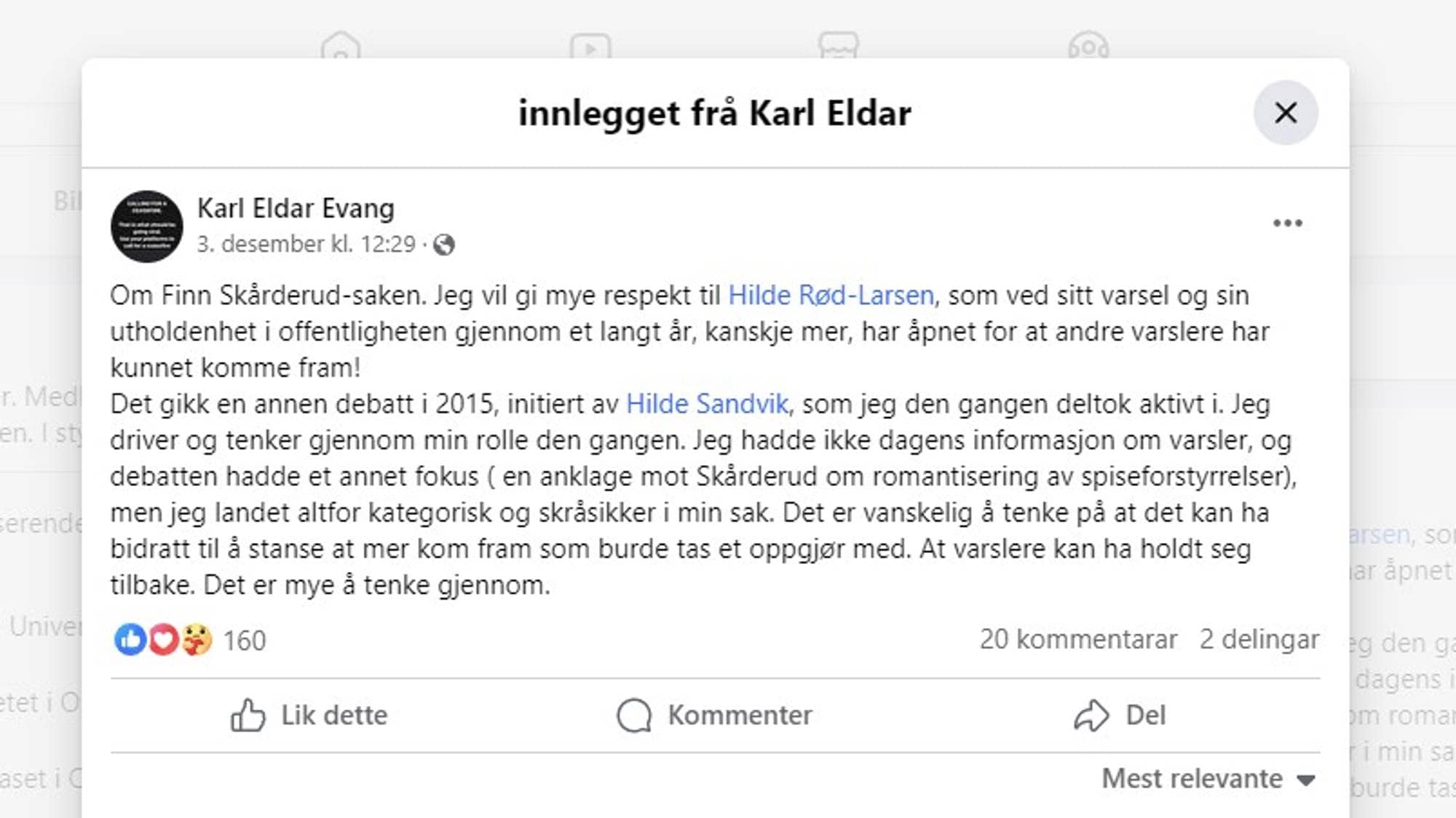 Tok Skårderud i forsvar: – Eg vil beklage – NRK Norge – Oversikt over ...