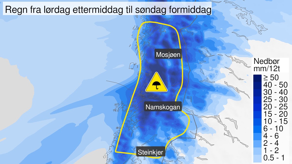 Kan komme mellom 50 og 60 mm regn – NRK Nordland