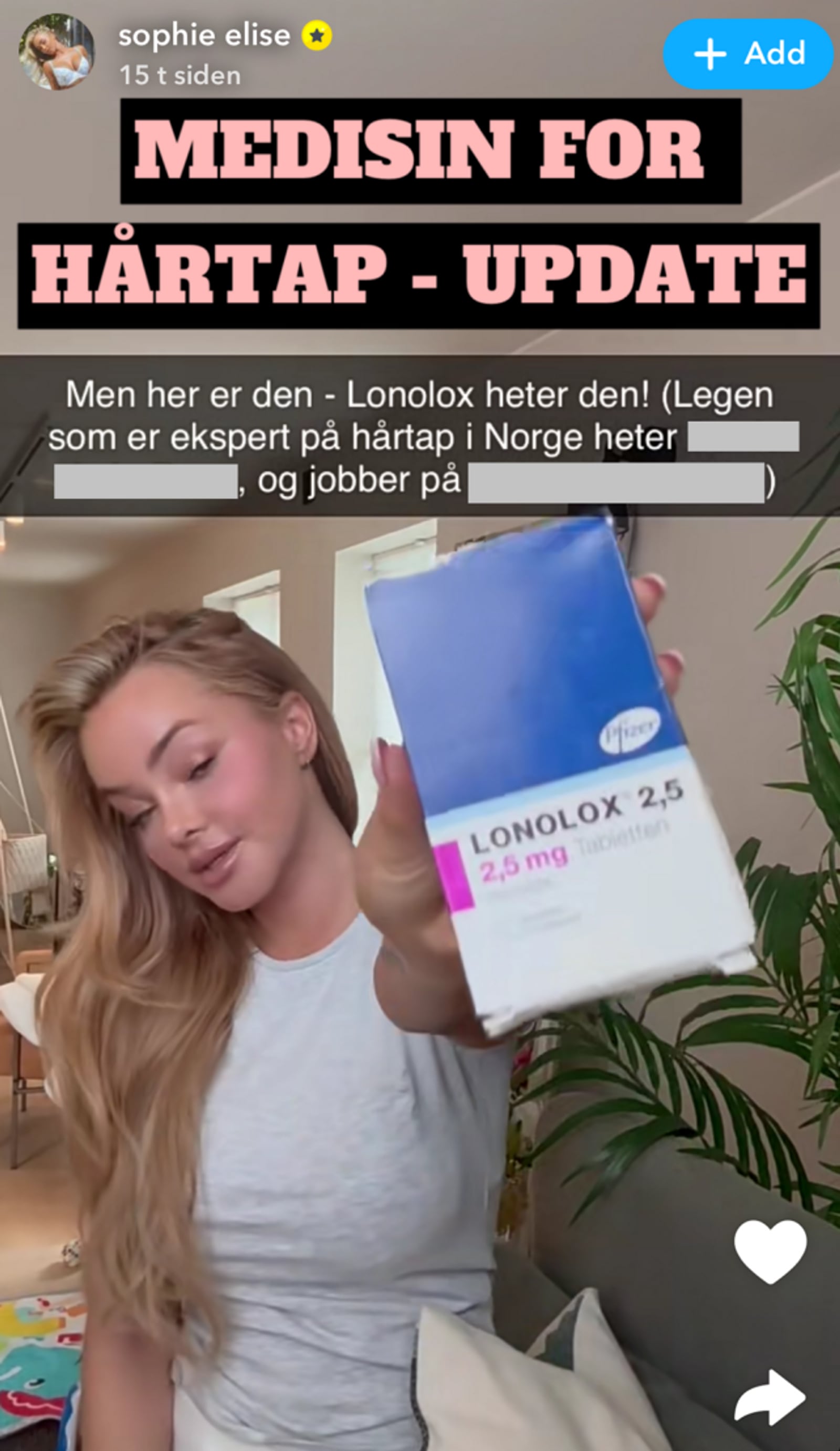 Sophie Elise brøt regelverk om reklame for Lonolux mot håravfall og ...