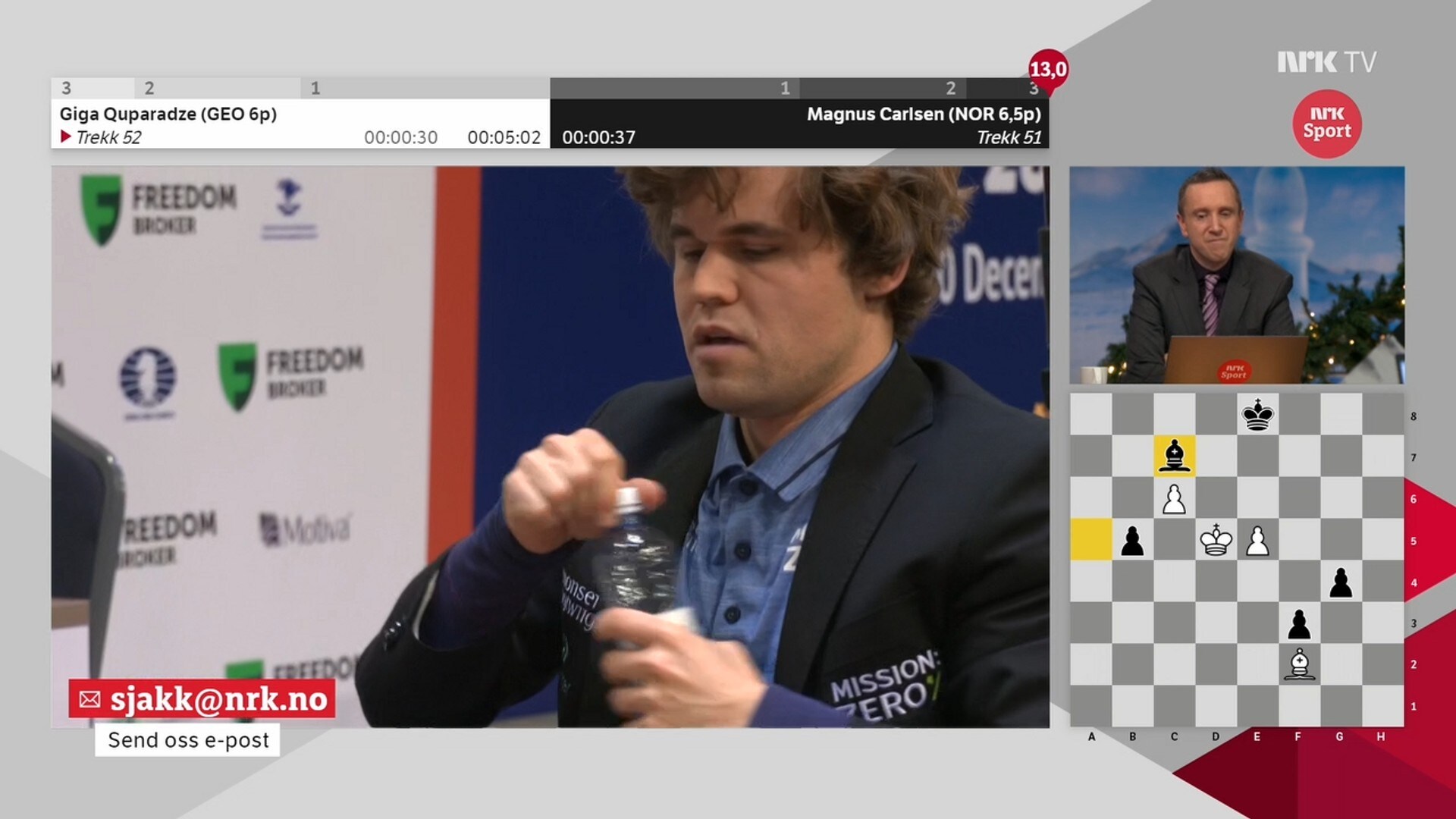 Carlsen har under ett minutt igjen – NRK Sport – Sportsnyheter ...