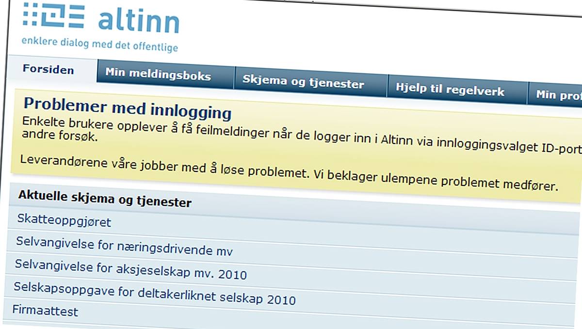 Trøbbel med Altinn-innlogginga – NRK Norge – Oversikt over nyheter fra ...