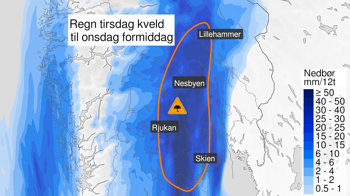 Farevarsel for regn heves til oransje – NRK Vestfold og Telemark ...